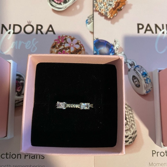 Pandora | Jewelry | Pandora Silver And White Ring With Elegant Design ...